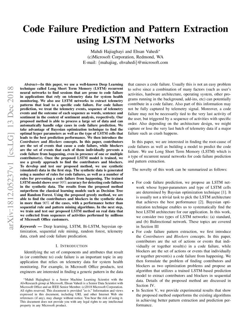 Code Failure Prediction and Pattern Extraction using LSTM Networks | DeepAI