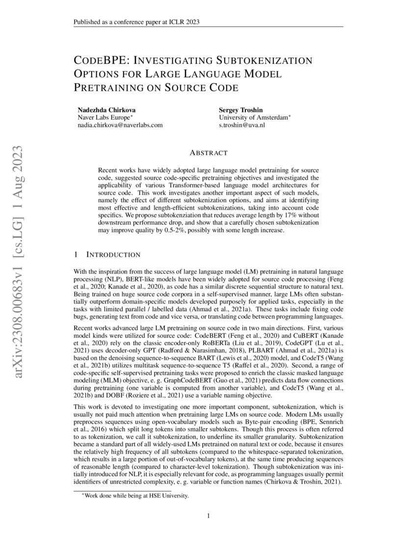 Codebpe Investigating Subtokenization Options For Large Language Model 6215