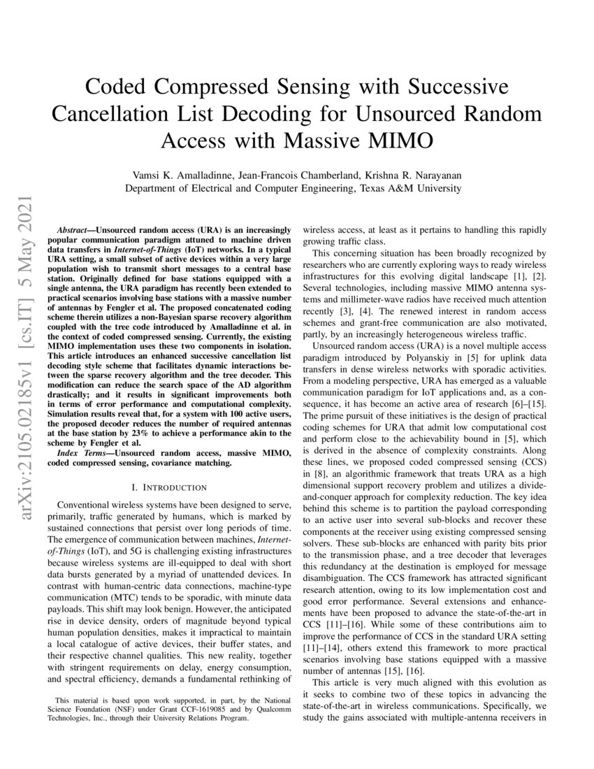 Coded Compressed Sensing With Successive Cancellation List Decoding For Unsourced Random Access