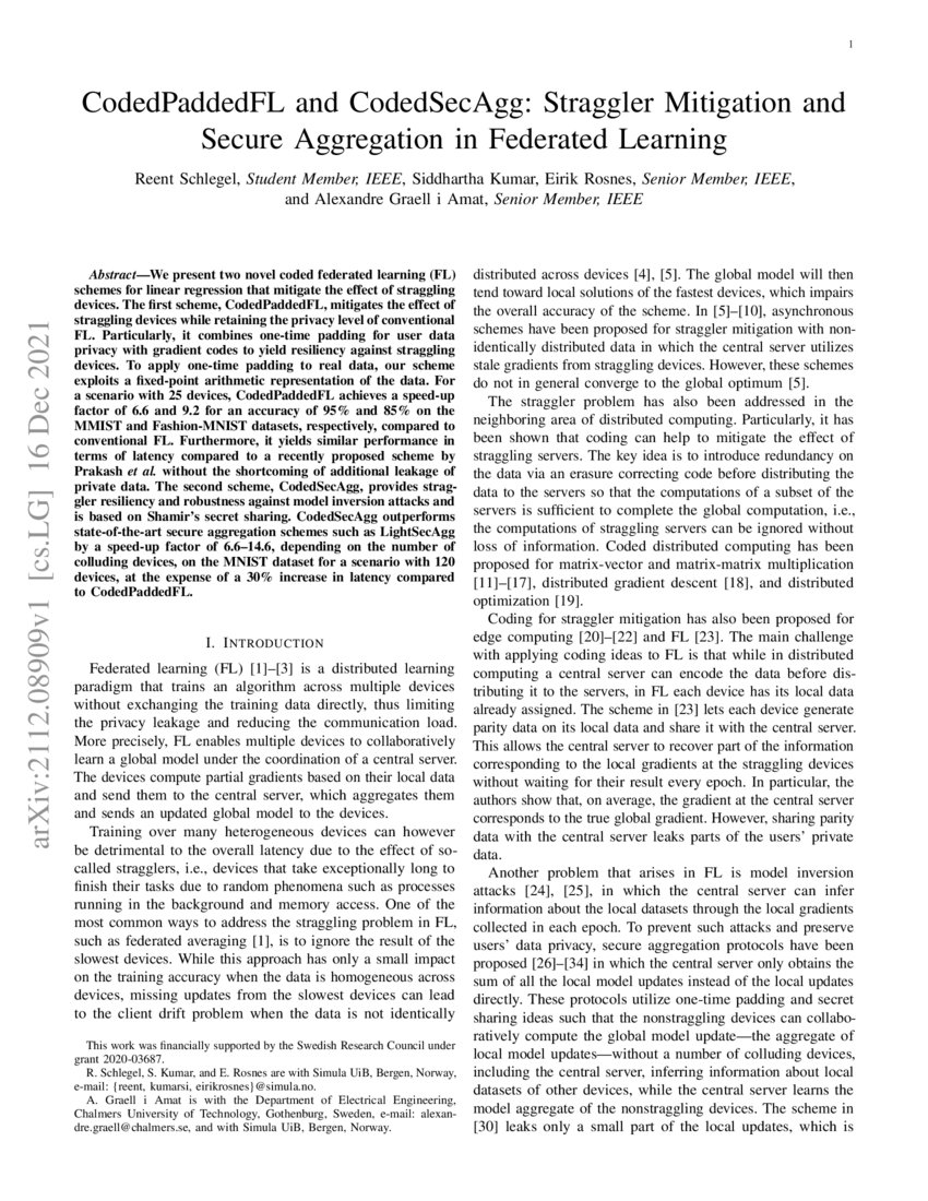 Codedpaddedfl And Codedsecagg Straggler Mitigation And Secure Aggregation In Federated Learning