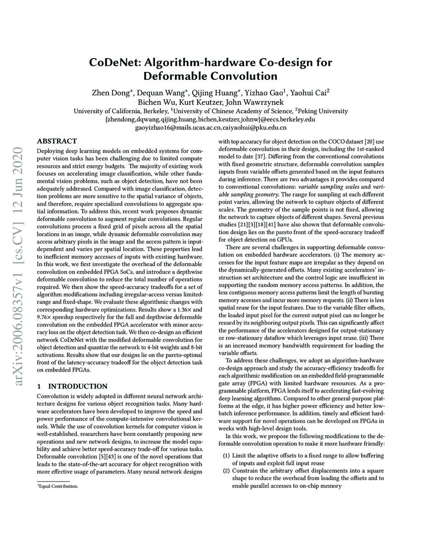 Codenet Algorithm Hardware Co Design For Deformable Convolution Deepai 2920