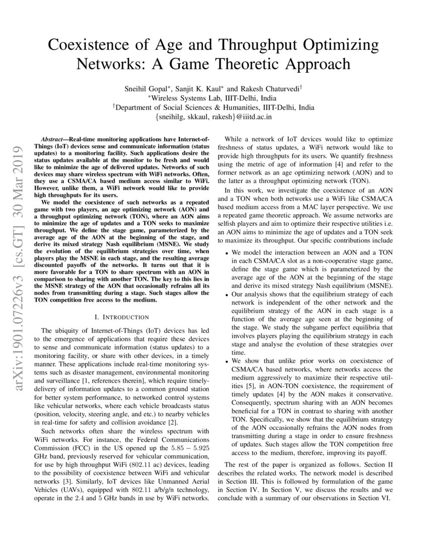 Coexistence Of Age And Throughput Optimizing Networks A Game Theoretic Approach Deepai