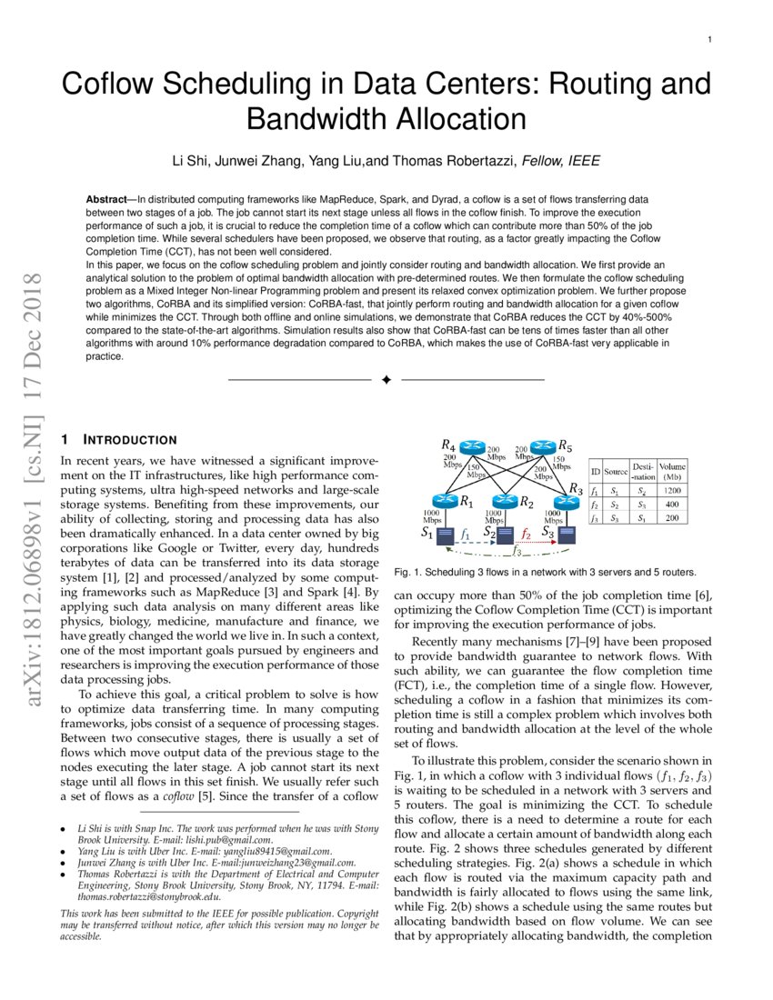 Coflow Scheduling in Data Centers: Routing and Bandwidth Allocation | DeepAI