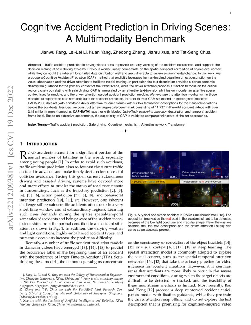Cognitive Accident Prediction in Driving Scenes: A Multimodality ... Cognitive Accident Prediction in Driving Scenes: A Multimodality ...