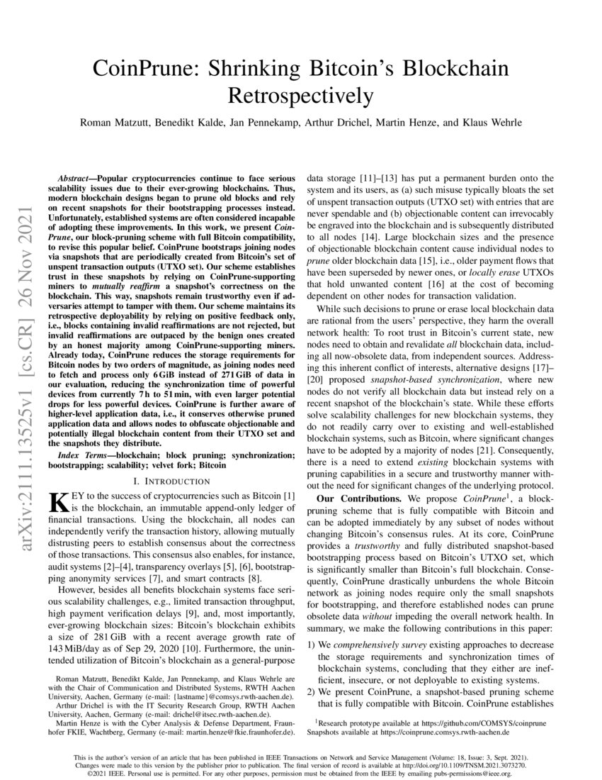 CoinPrune: Shrinking Bitcoin's Blockchain Retrospectively | DeepAI