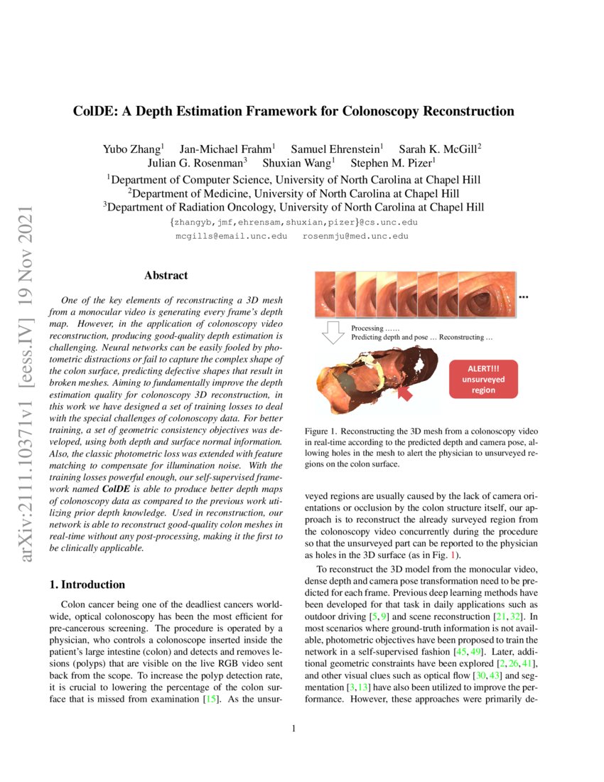 ColDE: A Depth Estimation Framework for Colonoscopy Reconstruction | DeepAI