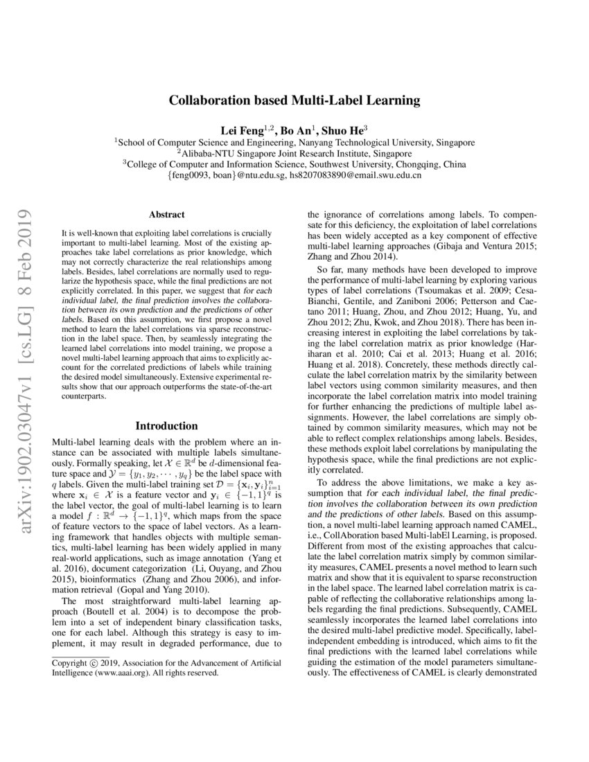 Collaboration based Multi-Label Learning | DeepAI