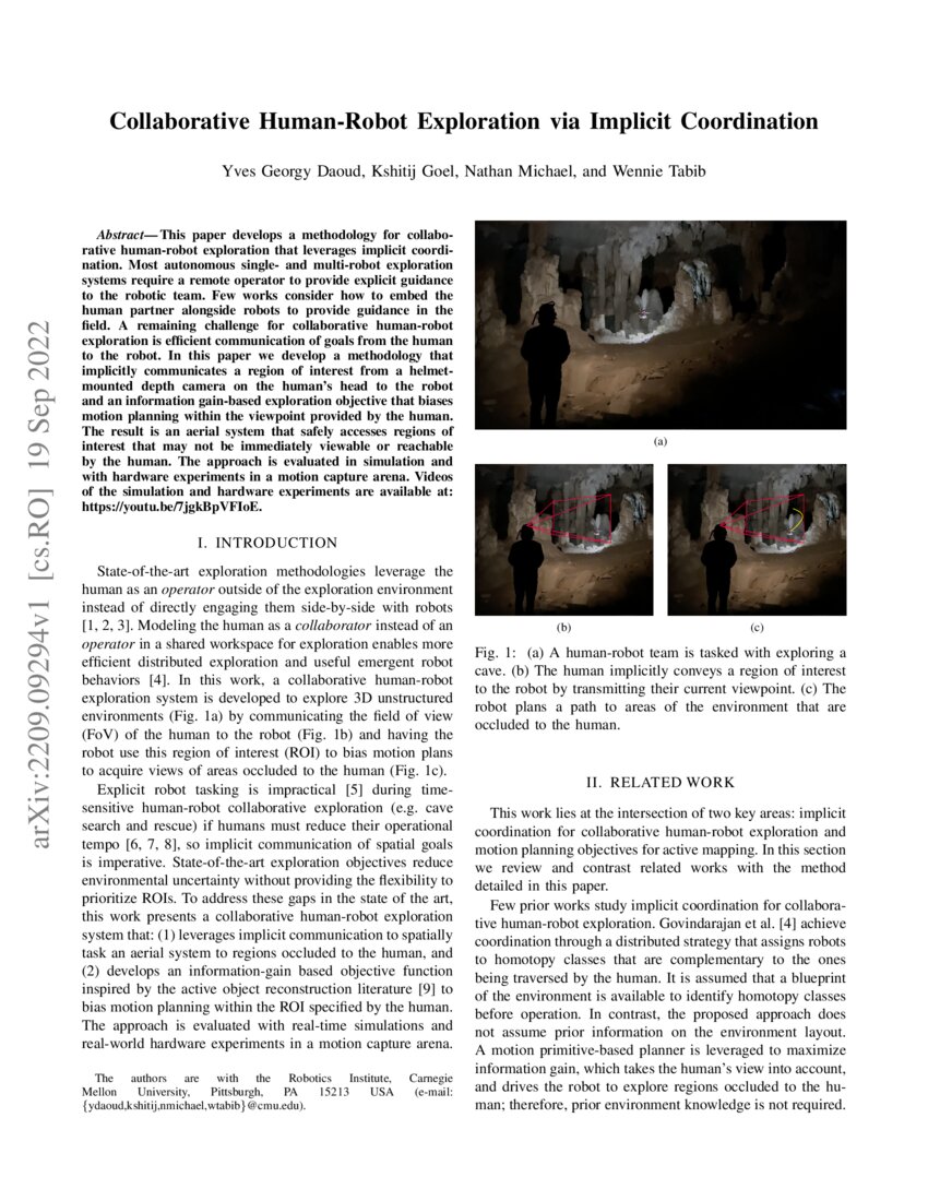 Collaborative Human Robot Exploration Via Implicit Coordination Deepai