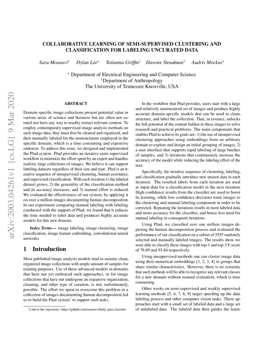 Collaborative Learning Of Semi Supervised Clustering And Classification
