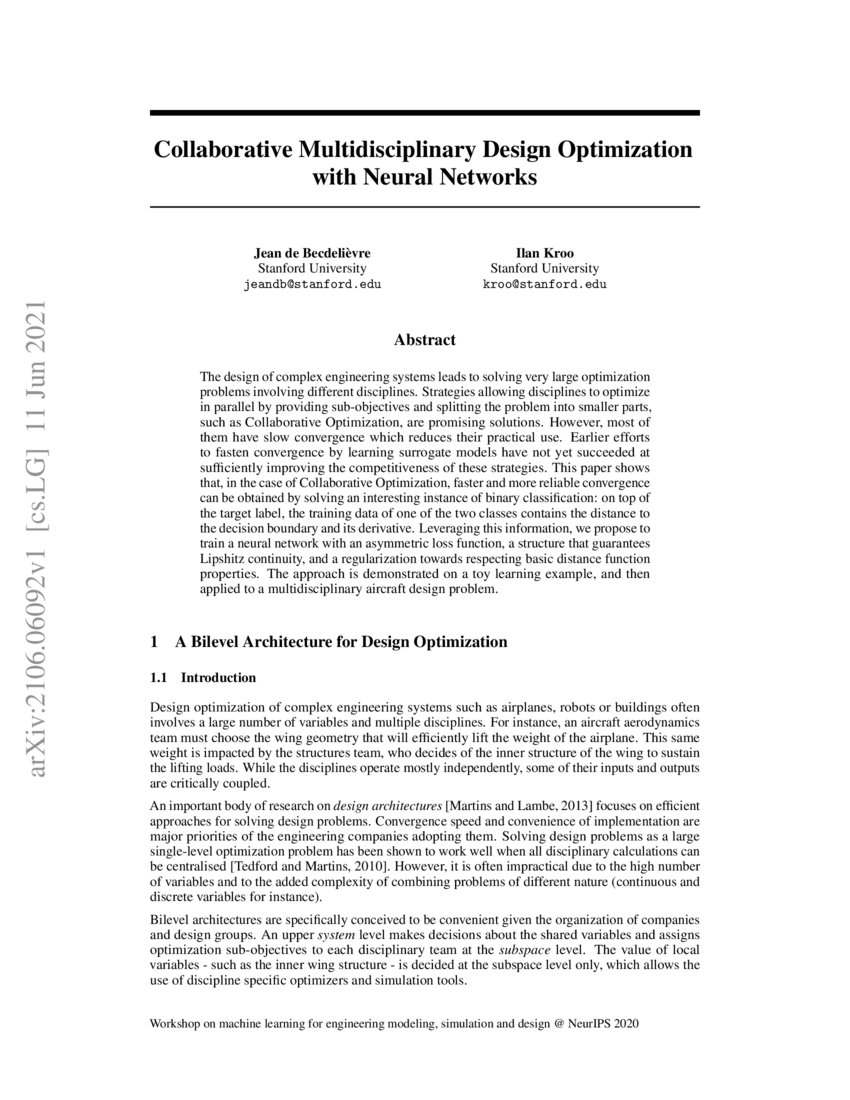 Collaborative Multidisciplinary Design Optimization with Neural ...