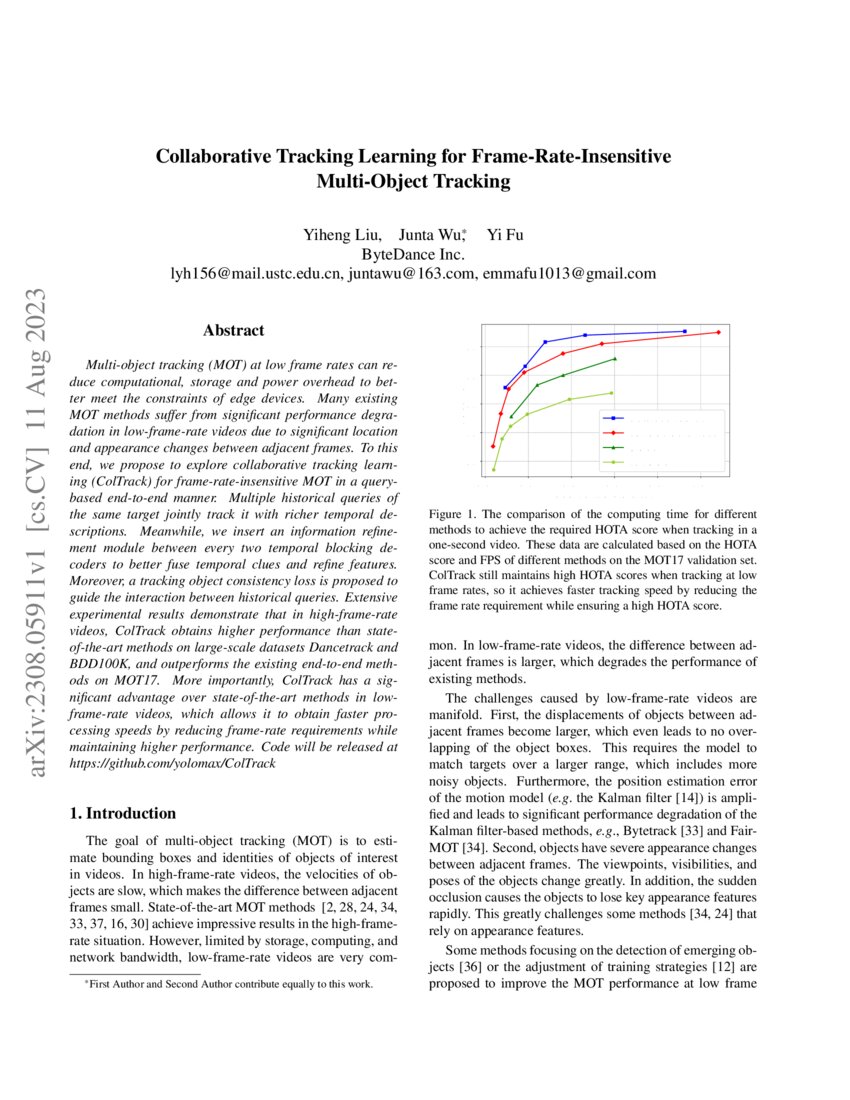 Collaborative Tracking Learning For Frame Rate Insensitive Multi Object