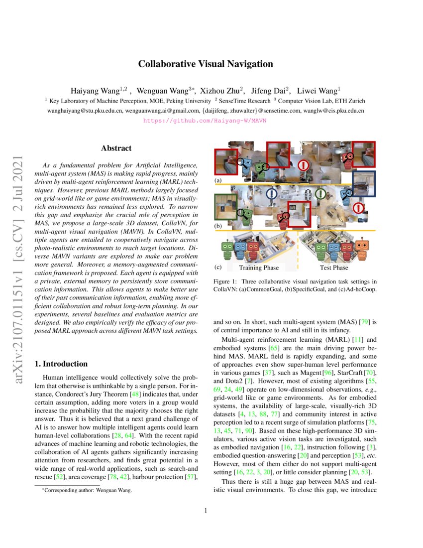 Collaborative Visual Navigation | DeepAI