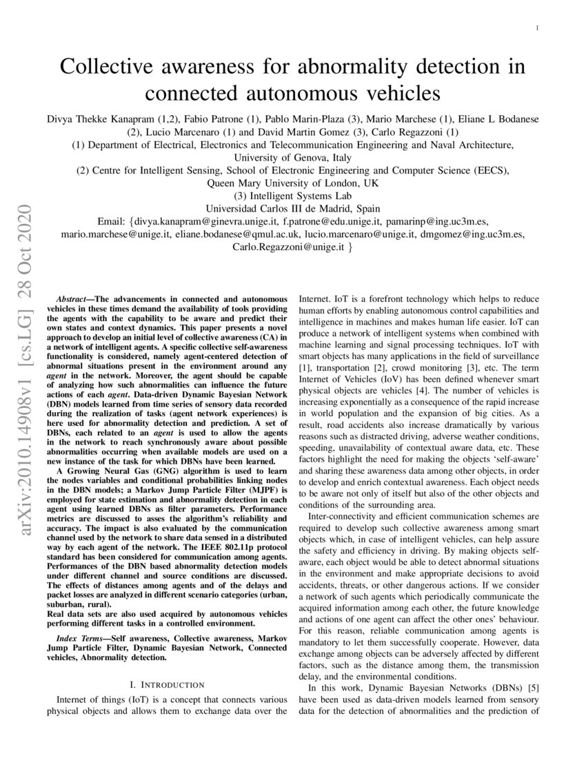 Collective Awareness for Abnormality Detection in Connected Autonomous Vehicles | DeepAI