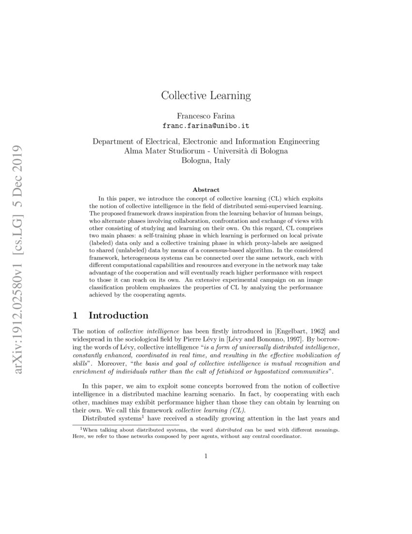 Collective Learning | DeepAI