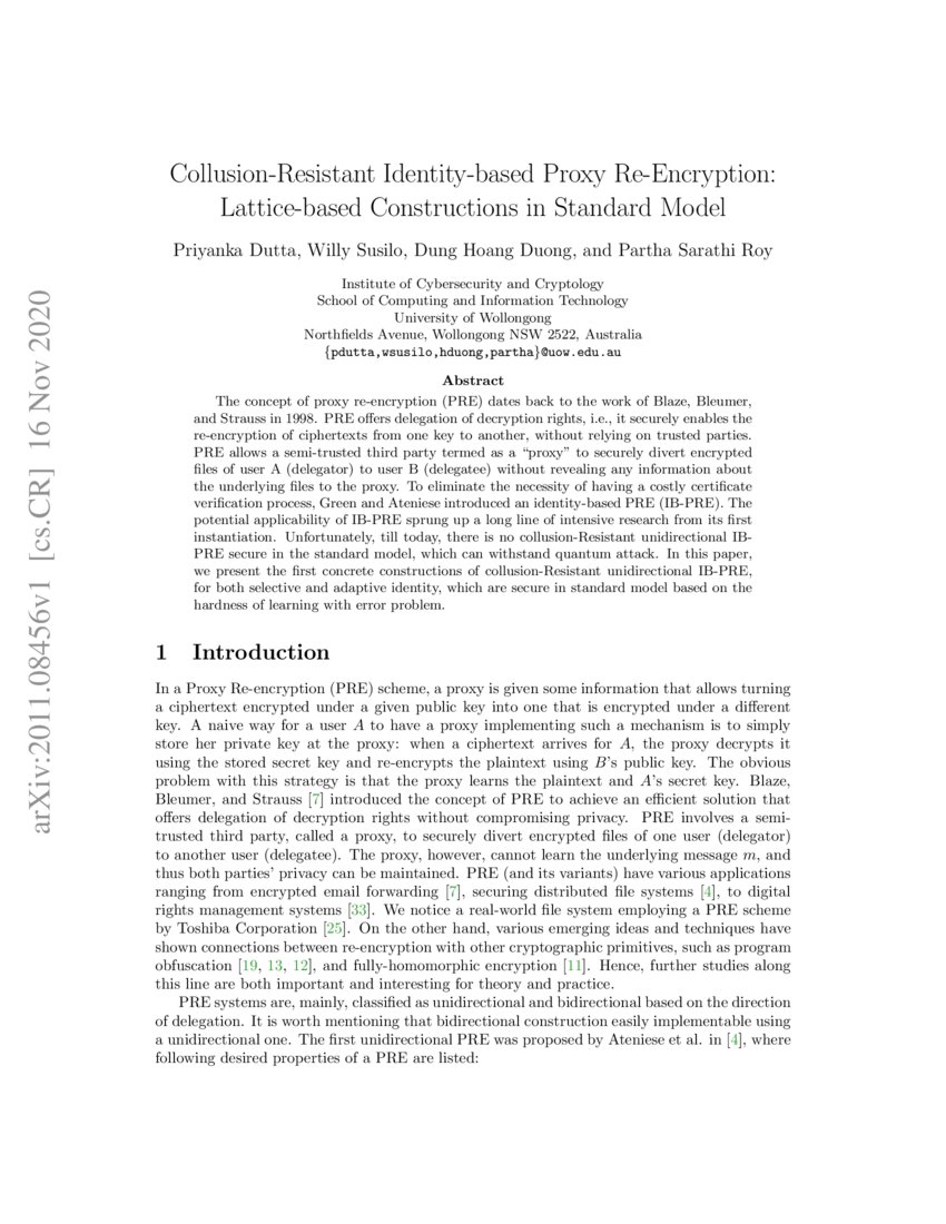 Collusion Resistant Identity Based Proxy Re Encryption Lattice Based Constructions In Standard 