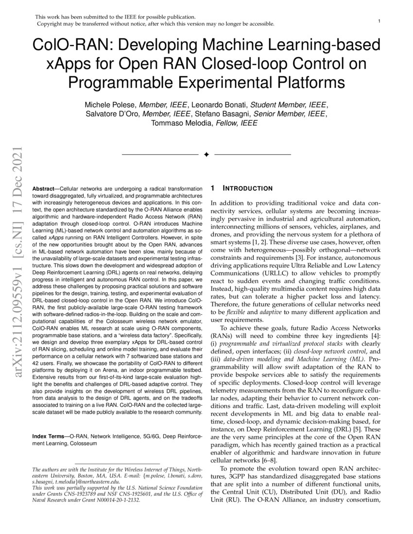 ColO-RAN: Developing Machine Learning-based xApps for Open RAN Closed-loop Control on ...