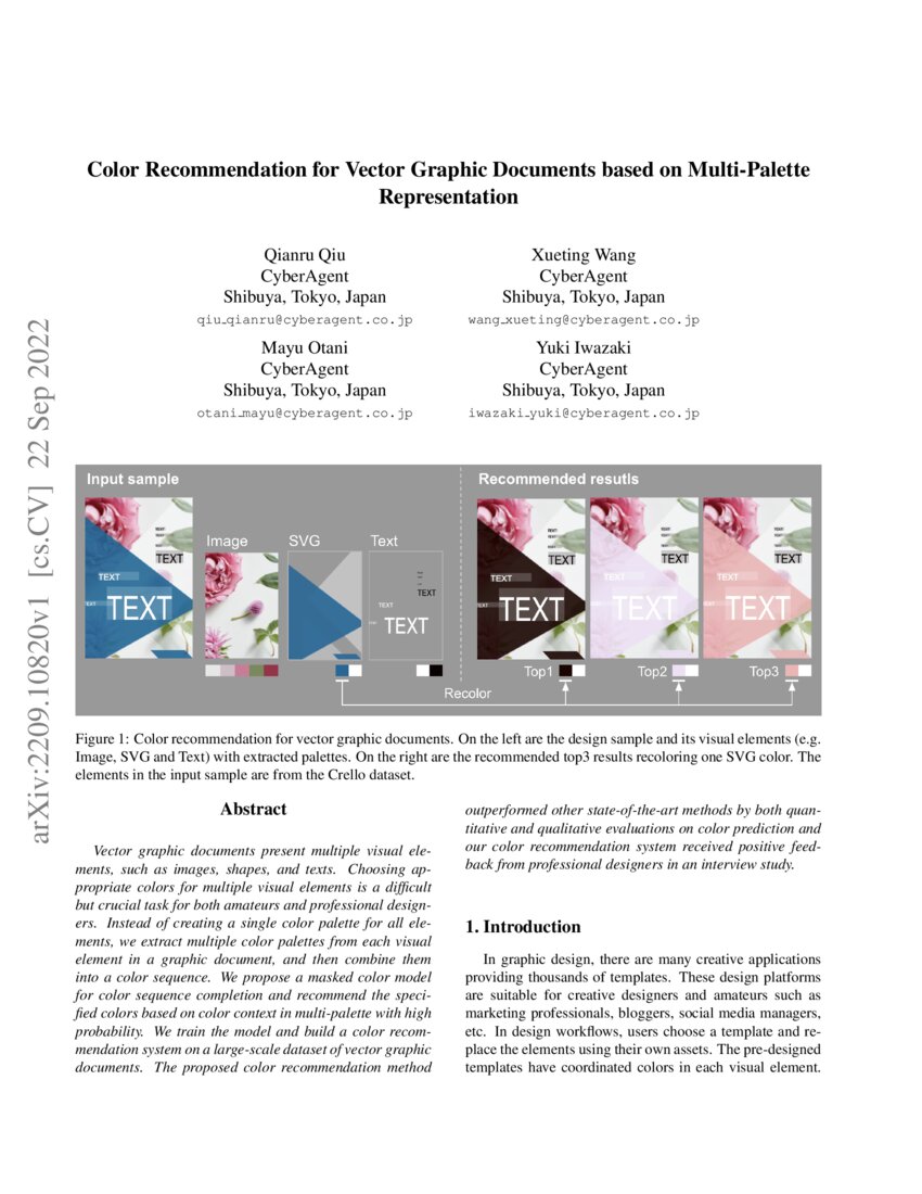 Color Recommendation for Vector Graphic Documents based on Multi ...