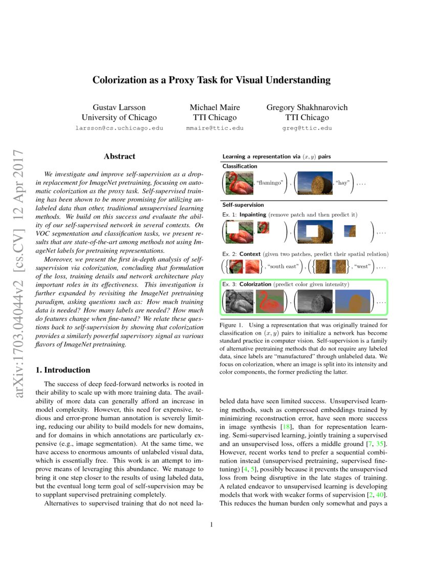 Colorization as a Proxy Task for Visual Understanding | DeepAI