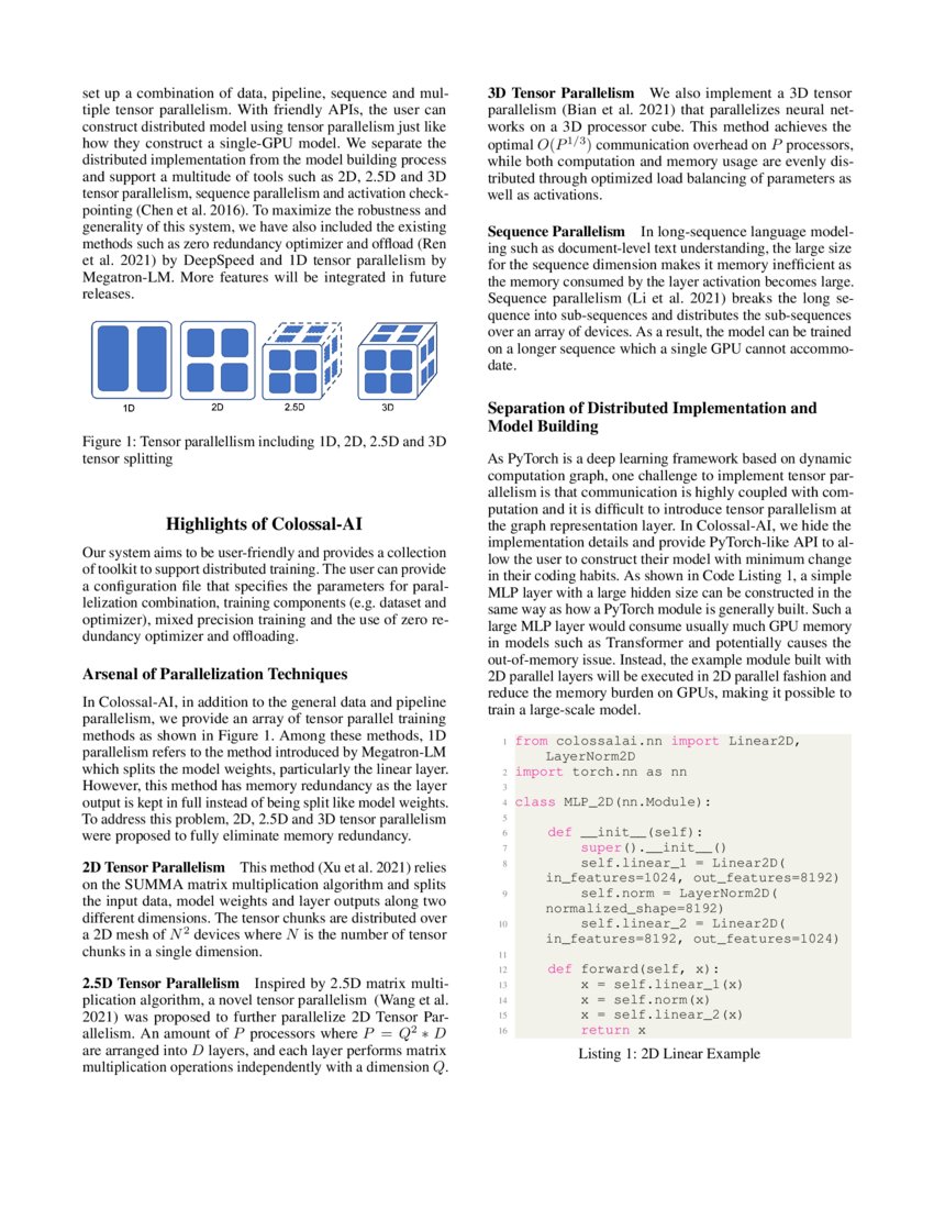Colossal-AI: A Unified Deep Learning System For Large-Scale Parallel Training | DeepAI