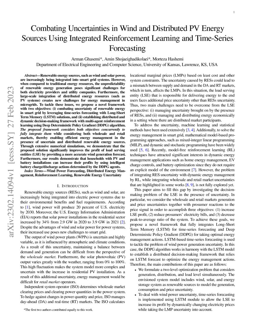 Combating Uncertainties in Wind and Distributed PV Energy Sources Using ... Combating Uncertainties in Wind and Distributed PV Energy Sources Using ...