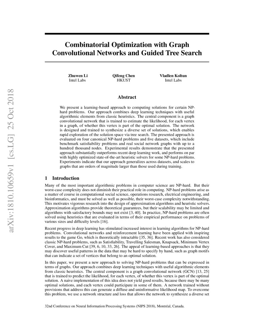 Combinatorial Optimization with Graph Convolutional Networks and Guided Tree Search | DeepAI