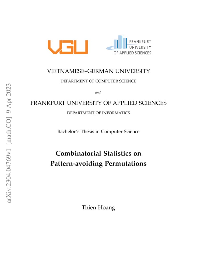 Combinatorial Statistics On Pattern Avoiding Permutations Deepai