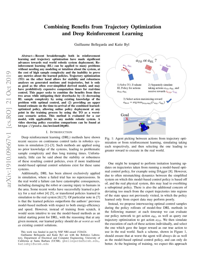 Combining Benefits from Trajectory Optimization and Deep Reinforcement ... Combining Benefits from Trajectory Optimization and Deep Reinforcement ...
