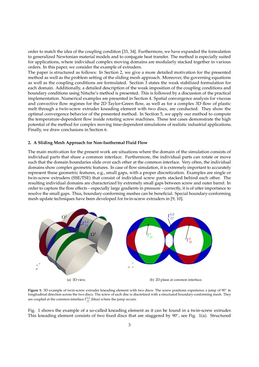 Combining Boundary Conforming Finite Element Meshes On Moving Domains Using A Sliding Mesh 