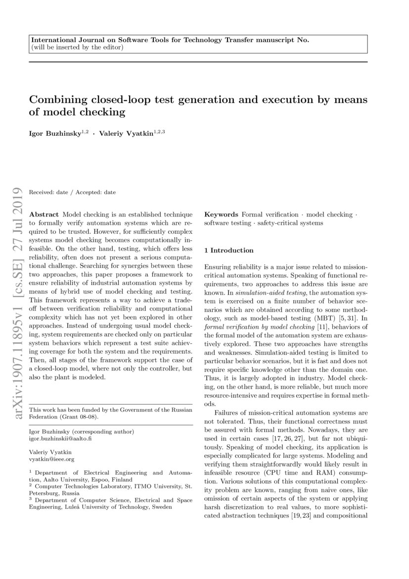 Combining Closed Loop Test Generation And Execution By Means Of Model
