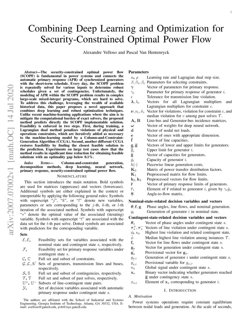 Combining Deep Learning and Optimization for Security-Constrained Optimal Power Flow | DeepAI