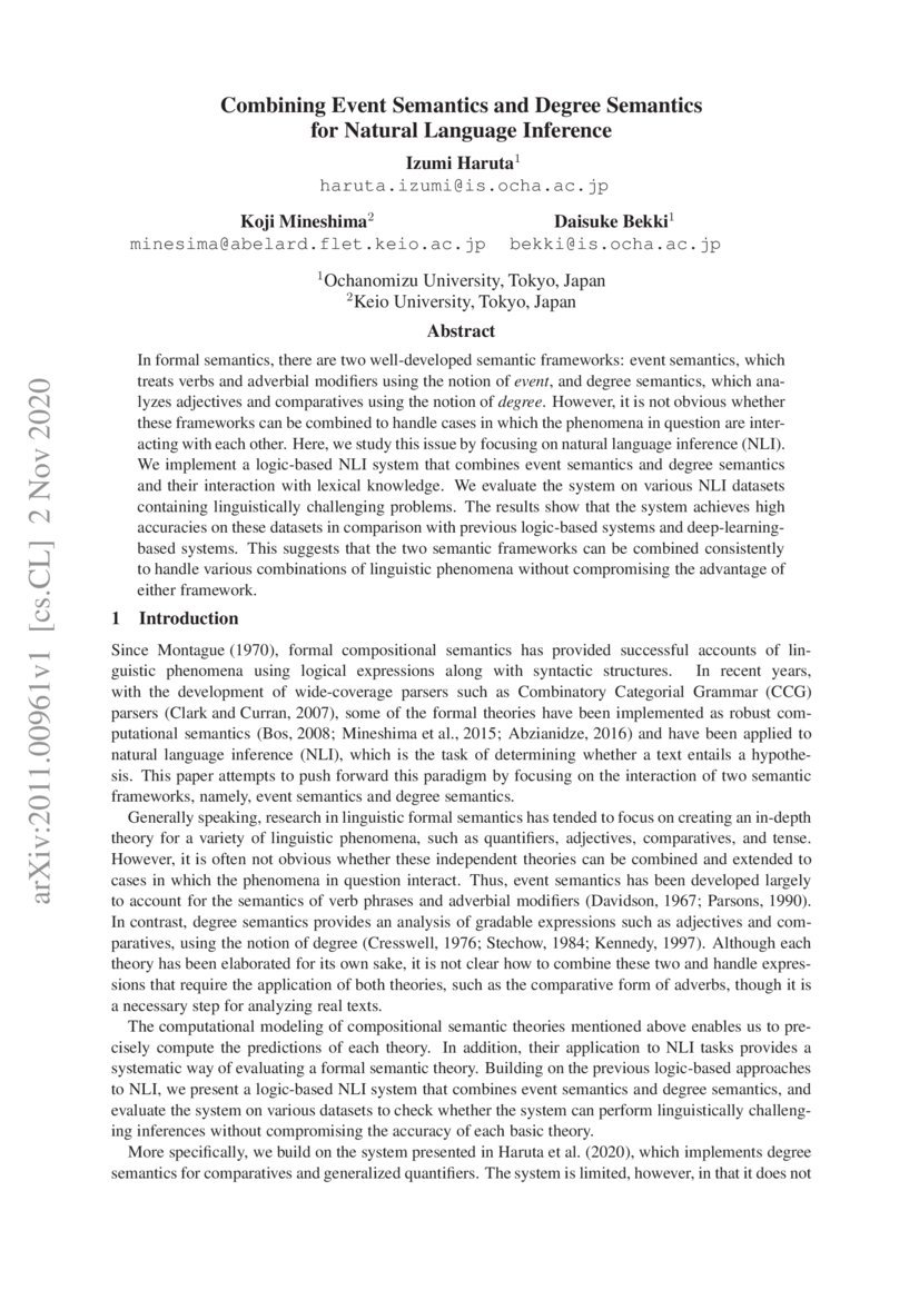 Combining Event Semantics and Degree Semantics for Natural Language Inference | DeepAI