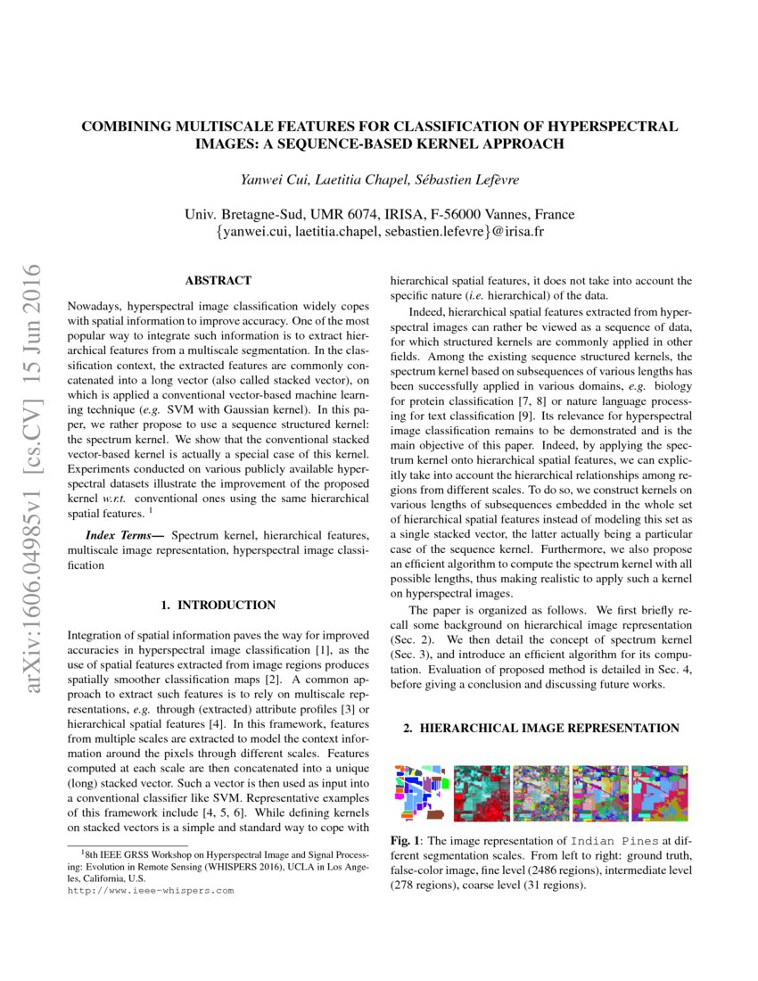 Combining Multiscale Features For Classification Of Hyperspectral Images A Sequence Based