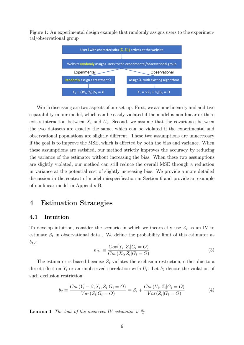 Combining Observational And Experimental Data Using First Stage