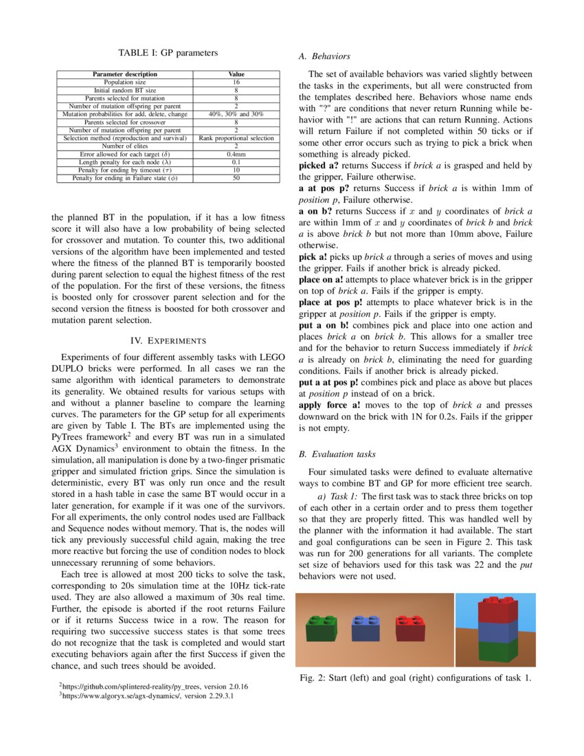 Combining Planning and Learning of Behavior Trees for Robotic Assembly ... Combining Planning and Learning of Behavior Trees for Robotic Assembly ...