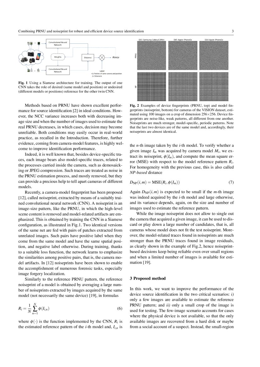 Combining PRNU and noiseprint for robust and efficient device source identification | DeepAI