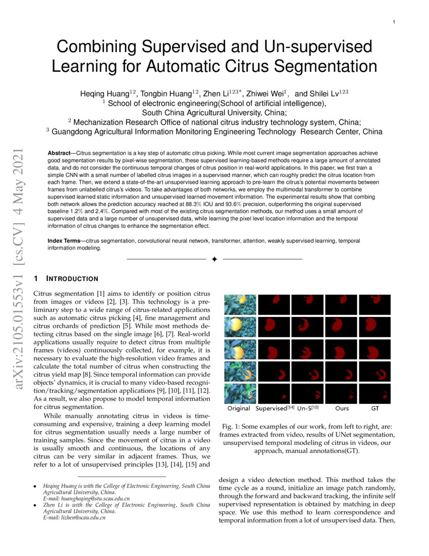 Combining Supervised and Un-supervised Learning for Automatic Citrus ... Combining Supervised and Un-supervised Learning for Automatic Citrus ...