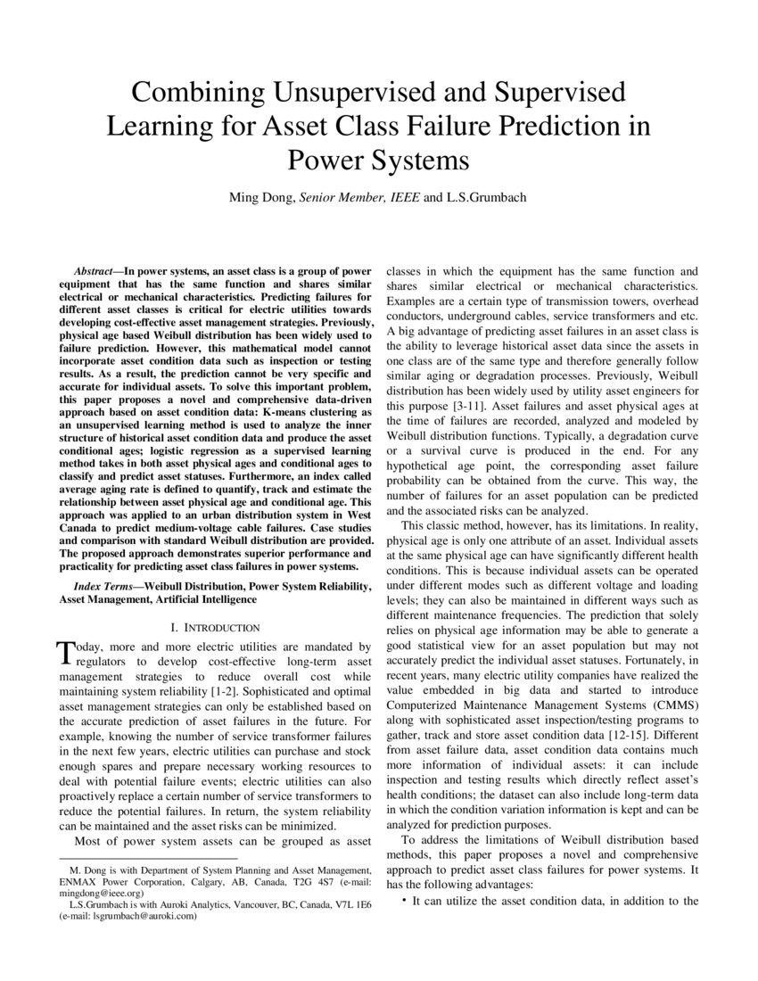 Combining Unsupervised and Supervised Learning for Asset Class Failure Prediction in Power ...