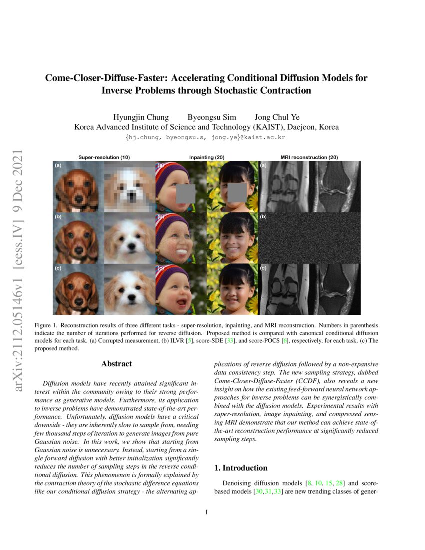 Come-Closer-Diffuse-Faster: Accelerating Conditional Diffusion Models ... Come-Closer-Diffuse-Faster: Accelerating Conditional Diffusion Models ...