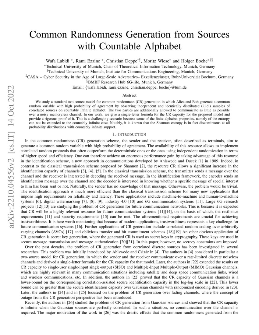Common Randomness Generation from Sources with Countable Alphabet | DeepAI