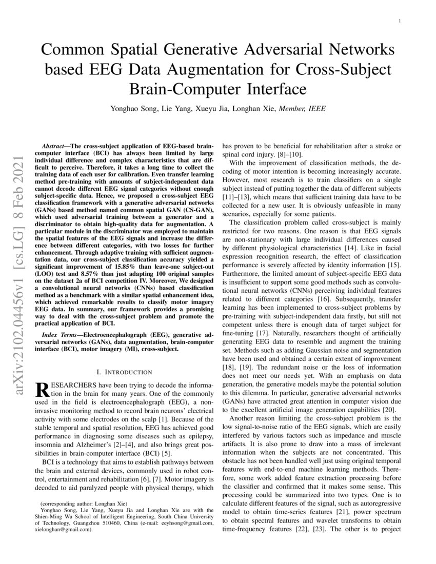 Common Spatial Generative Adversarial Networks Based Eeg Data Augmentation For Cross Subject