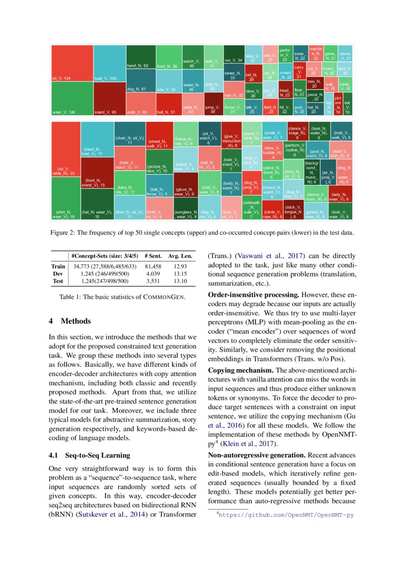 Commongen A Constrained Text Generation Dataset Towards Generative