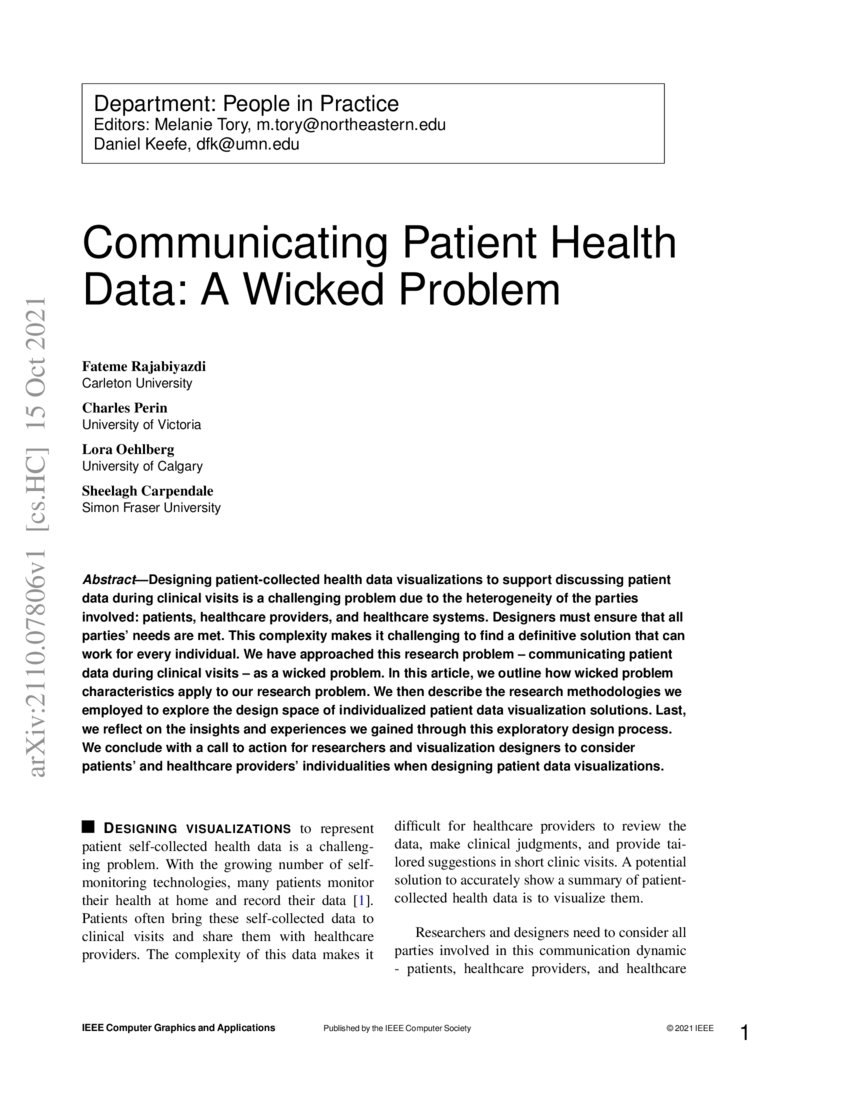 Communicating Patient Health Data: A Wicked Problem | DeepAI