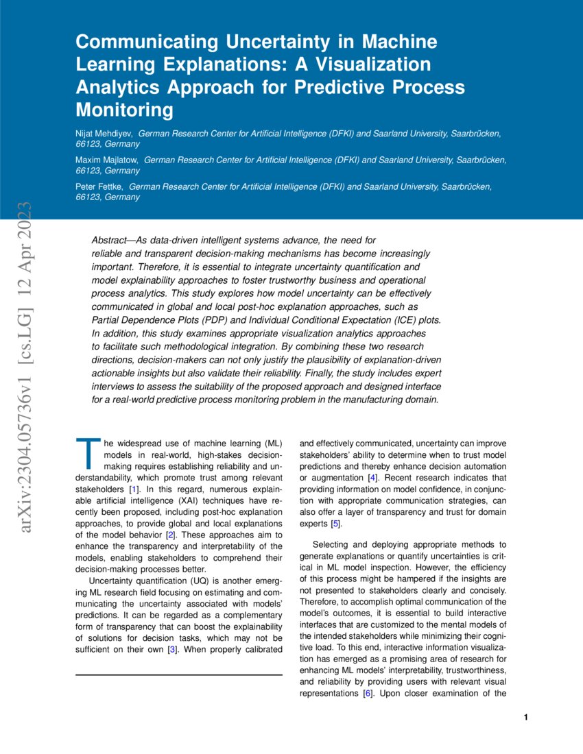 Communicating Uncertainty in Machine Learning Explanations: A Visualization Analytics Approach ...
