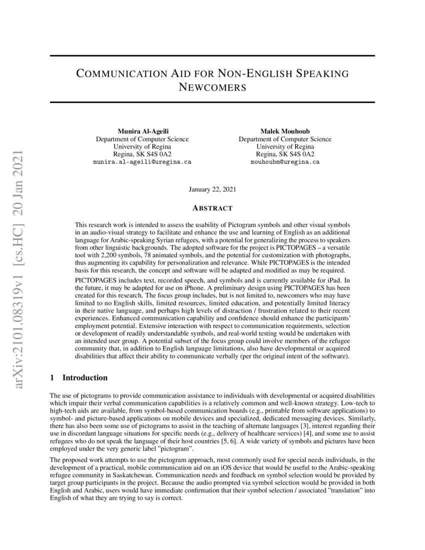 Communication Aid for Non-English Speaking Newcomers | DeepAI