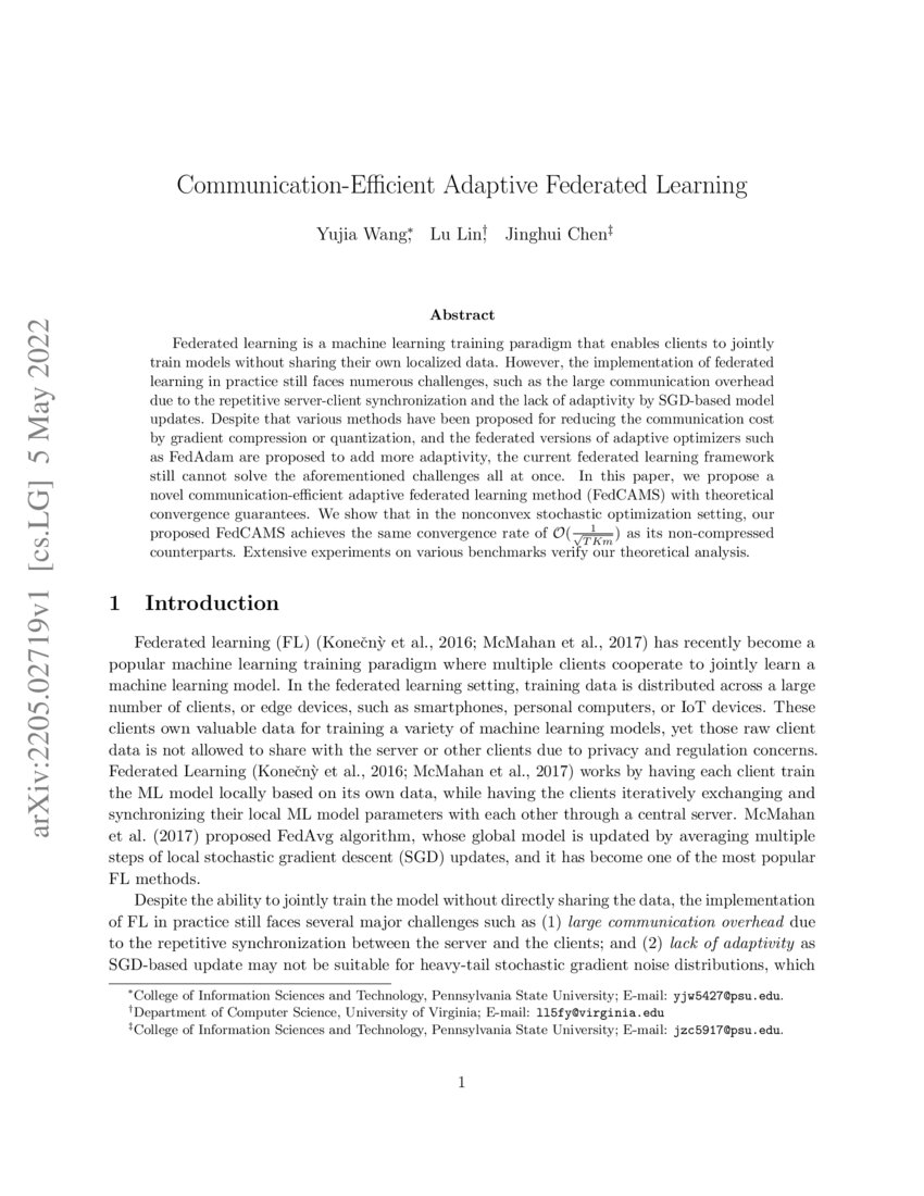 Communication-Efficient Adaptive Federated Learning | DeepAI
