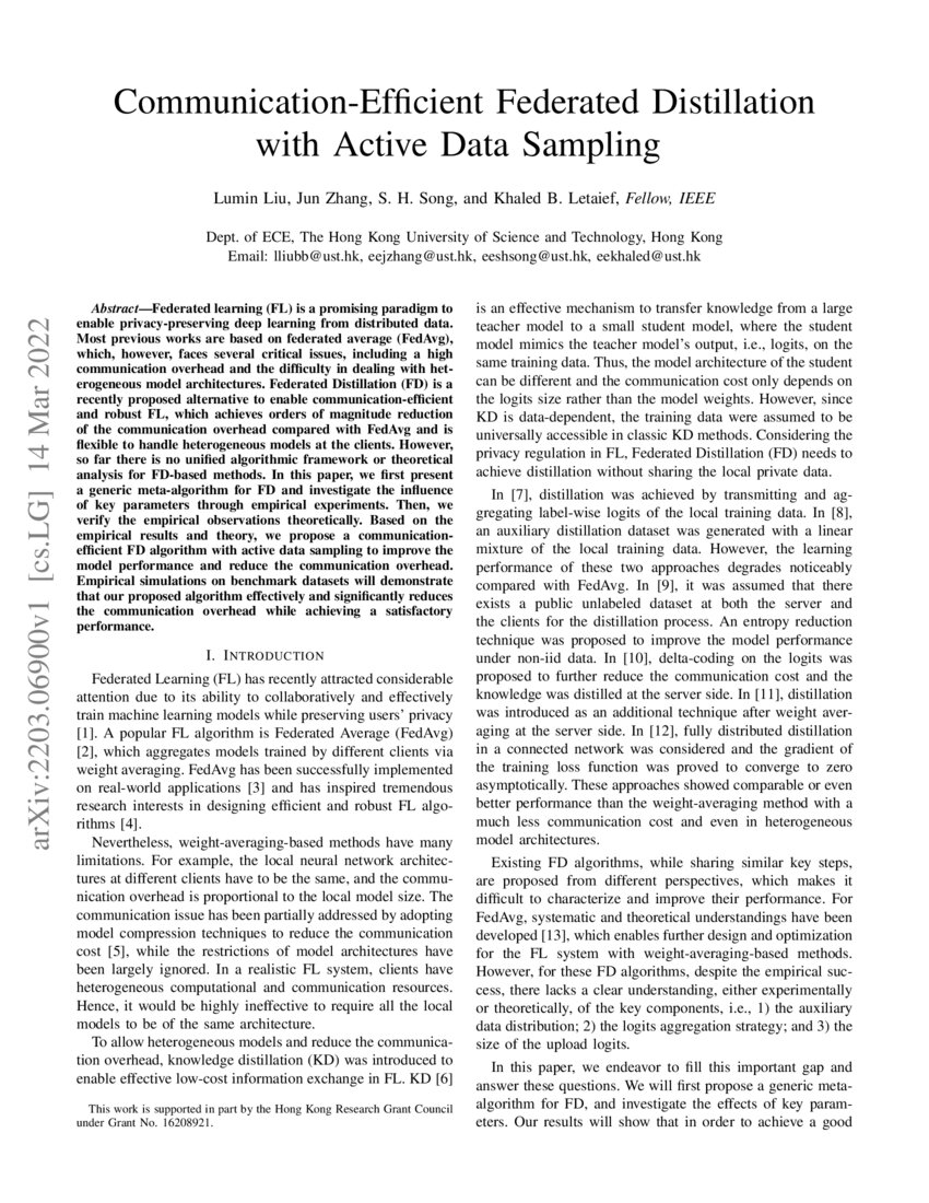 Communication-Efficient Federated Distillation with Active Data ... Communication-Efficient Federated Distillation with Active Data ...