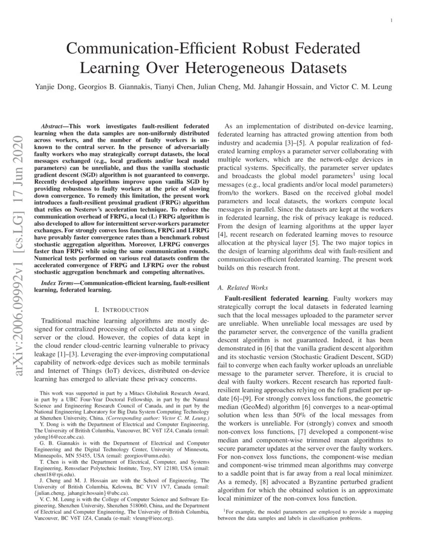 Communication-Efficient Robust Federated Learning Over Heterogeneous ...