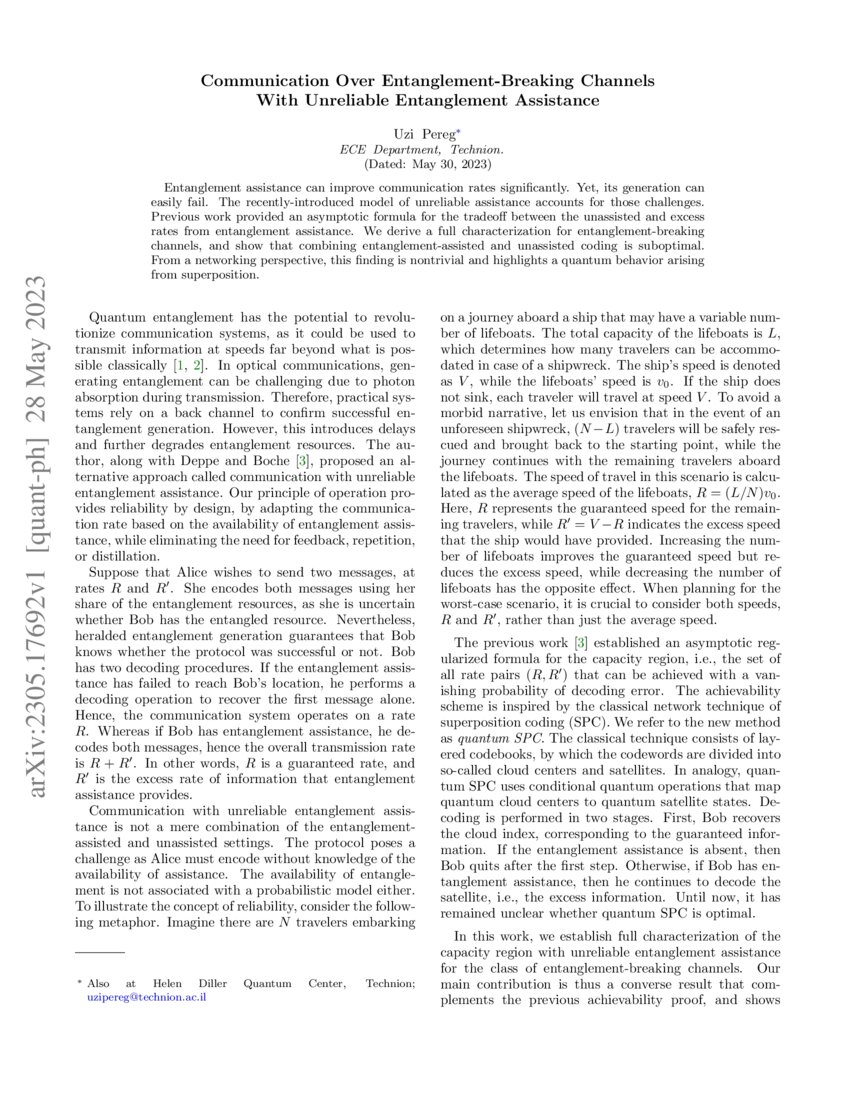 Communication Over Entanglement-Breaking Channels With Unreliable ...
