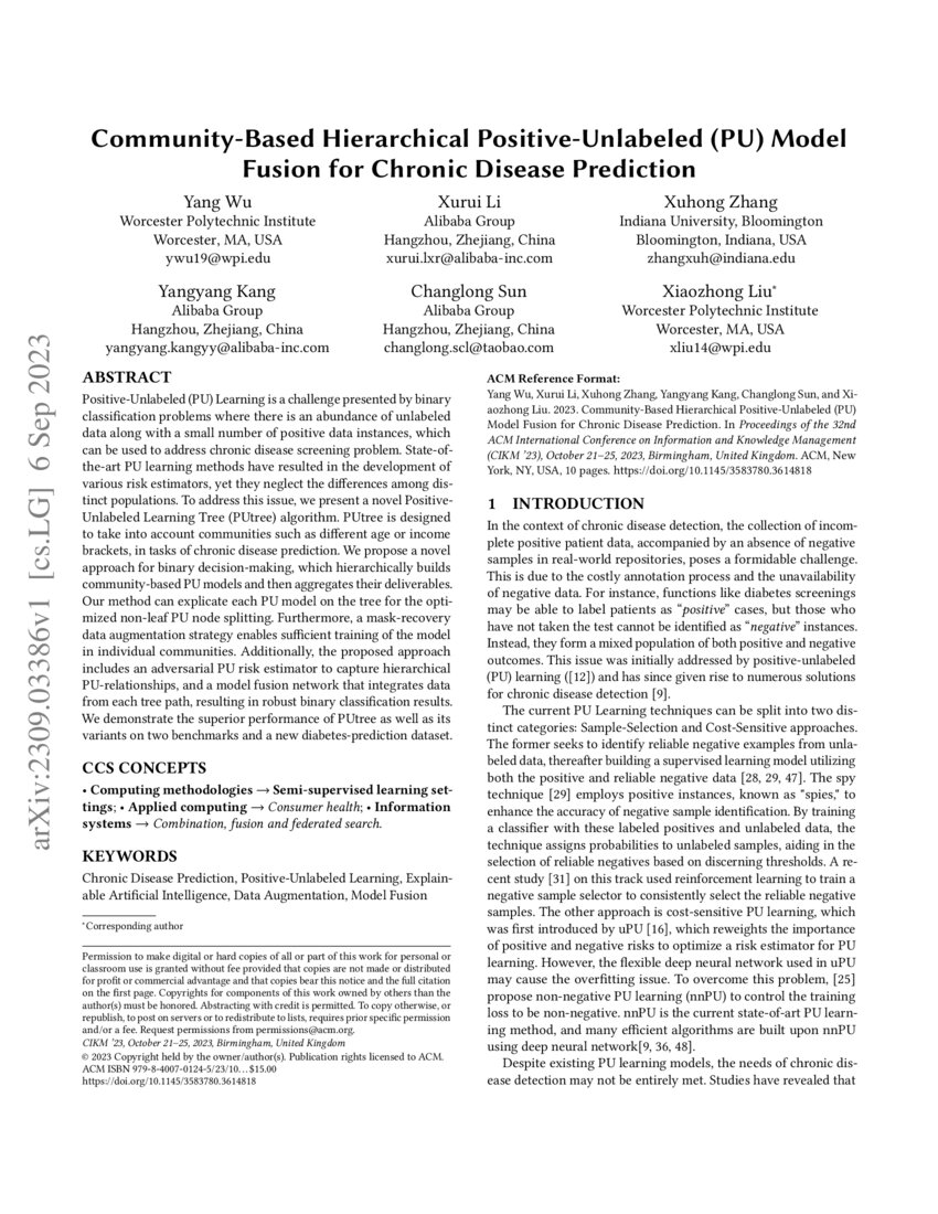 Community Based Hierarchical Positive Unlabeled Pu Model Fusion For