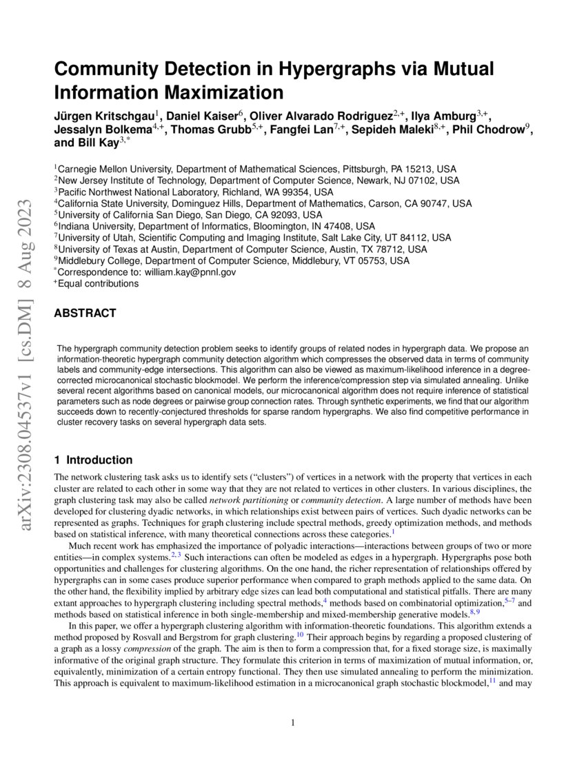 Community Detection In Hypergraphs Via Mutual Information Maximization 9612